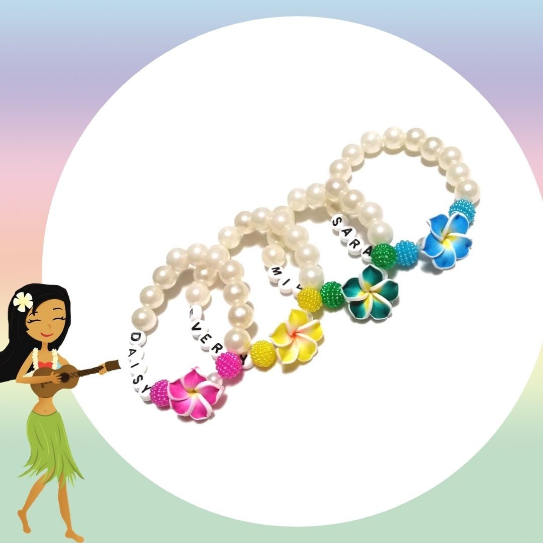 Personalized Tropical Flower Charm Bracelet - Perfect Luau Party Favor ...