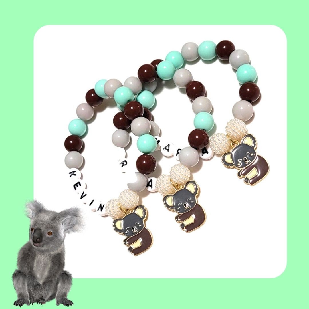 Personalized Koala Charm Bracelet, Koala Jewelry, Koala Party Favors ...