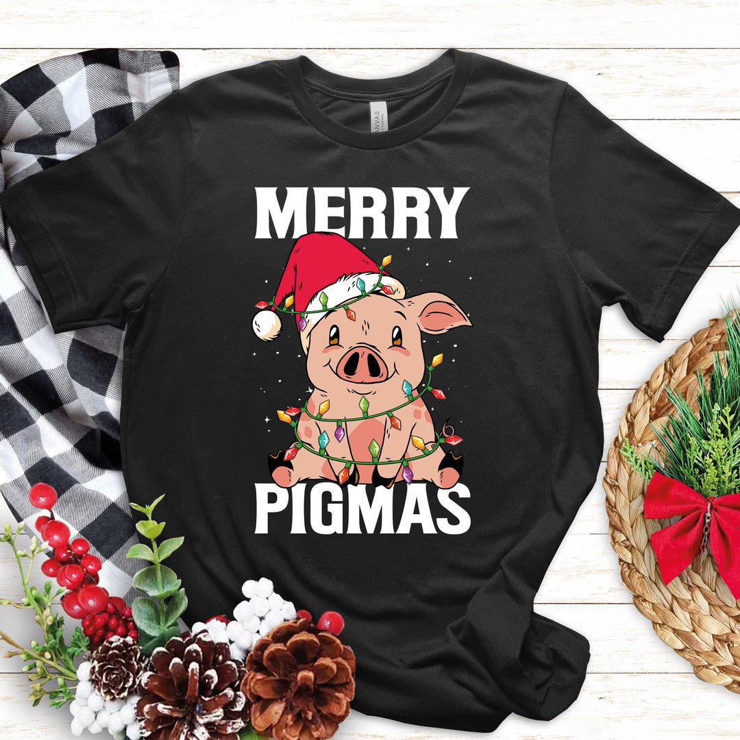 Christmas Pig Shirt Merry Pigmas Cute Xmas Lights Gift - Etsy
