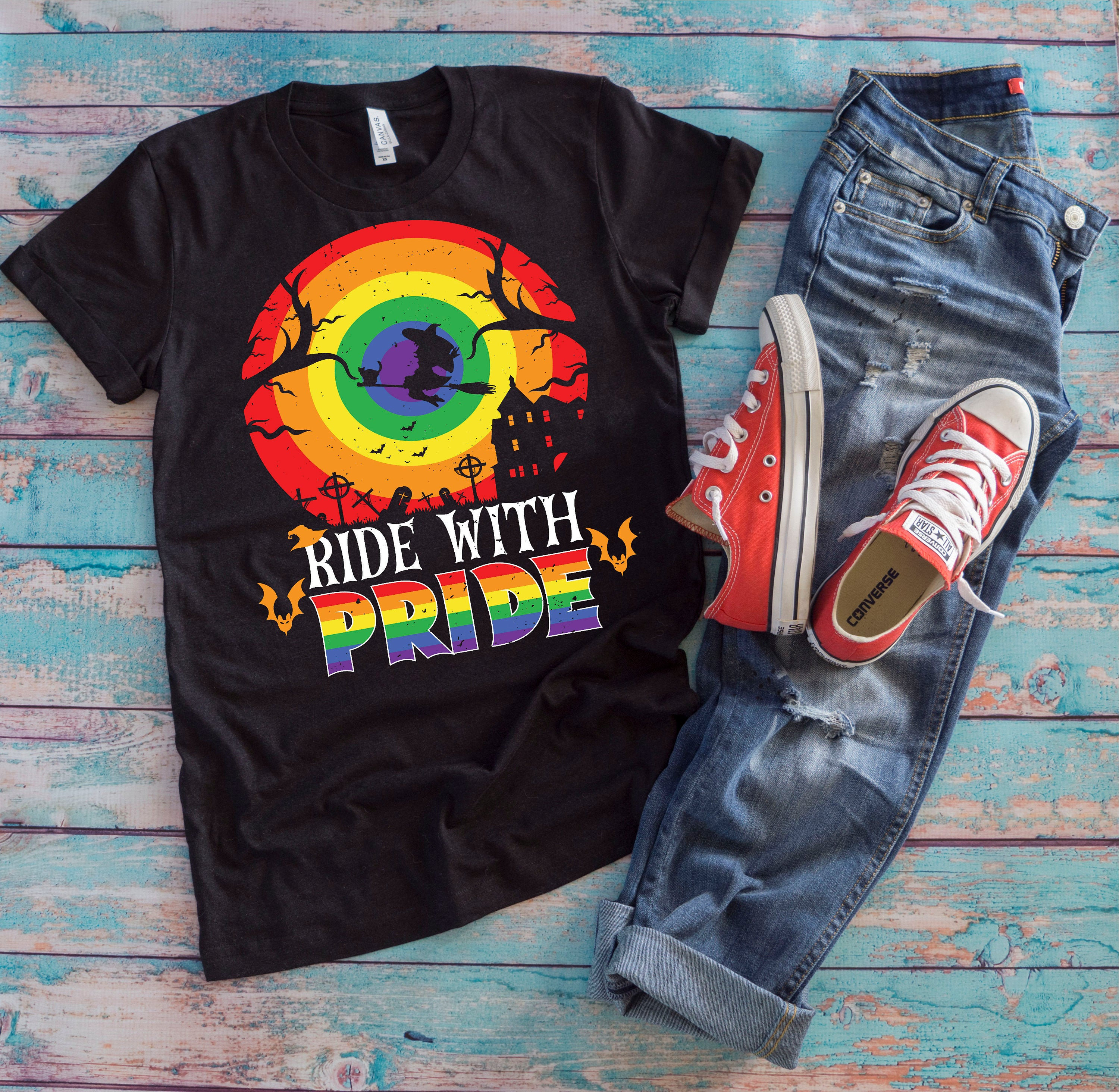 LGBT Witch Shirt Ride With Pride Halloween Gay Ally - Etsy UK