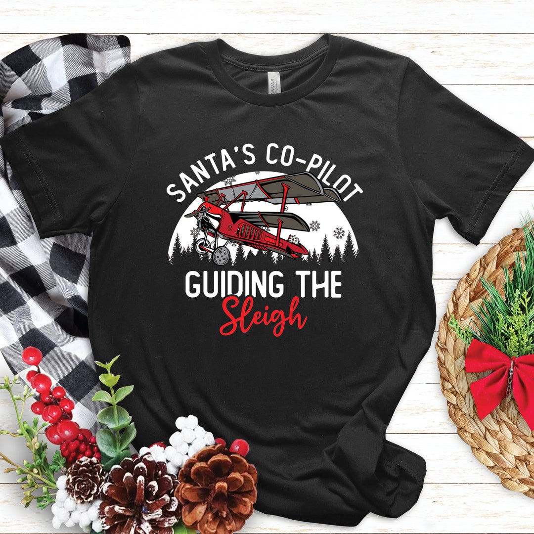 Christmas Airplane Shirt | Santa's Copilot Funny Xmas Aviator Gift - Etsy