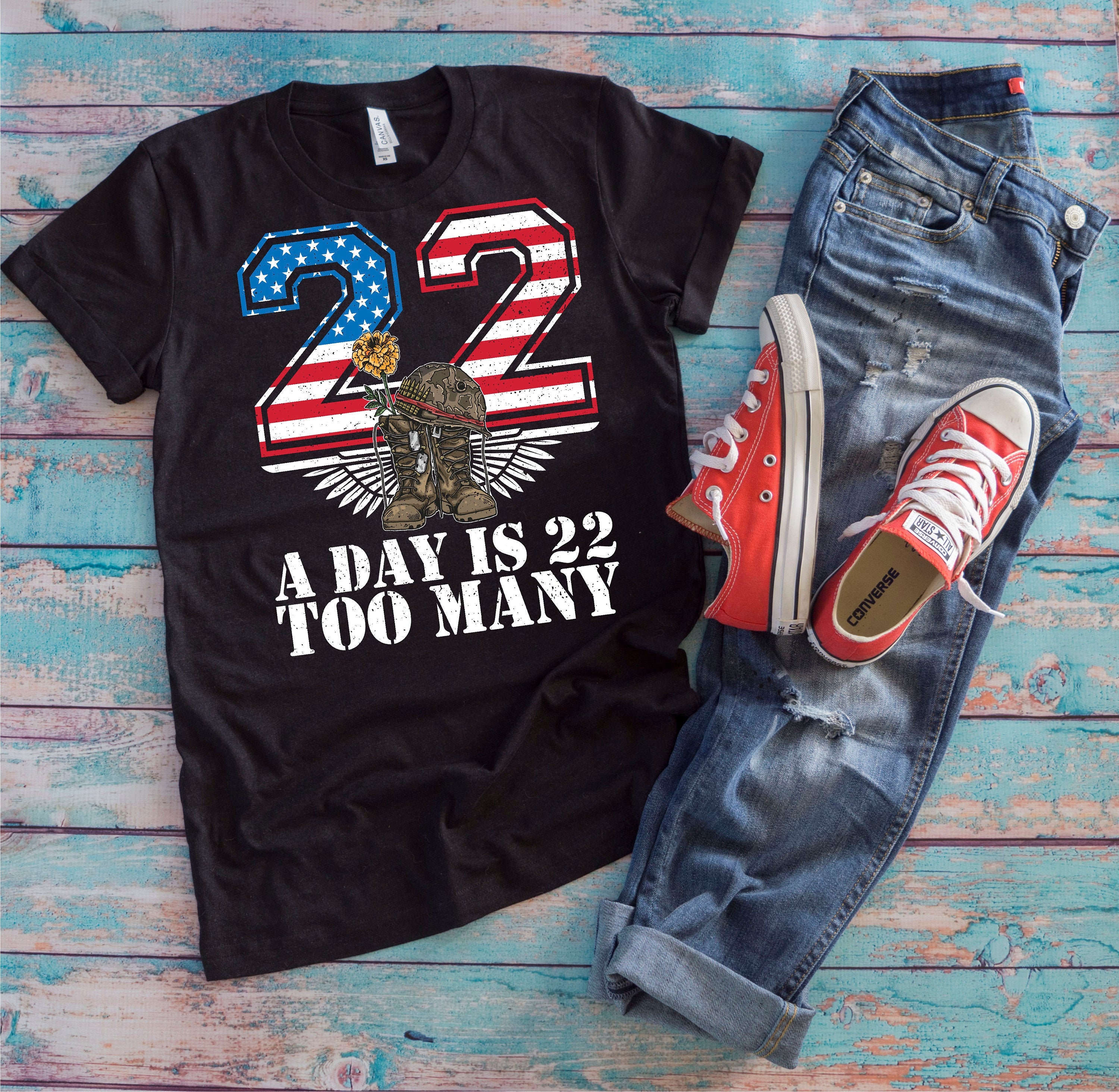 US Veteran Shirt 22 A Day is 22 Too Many Patriotic - Etsy