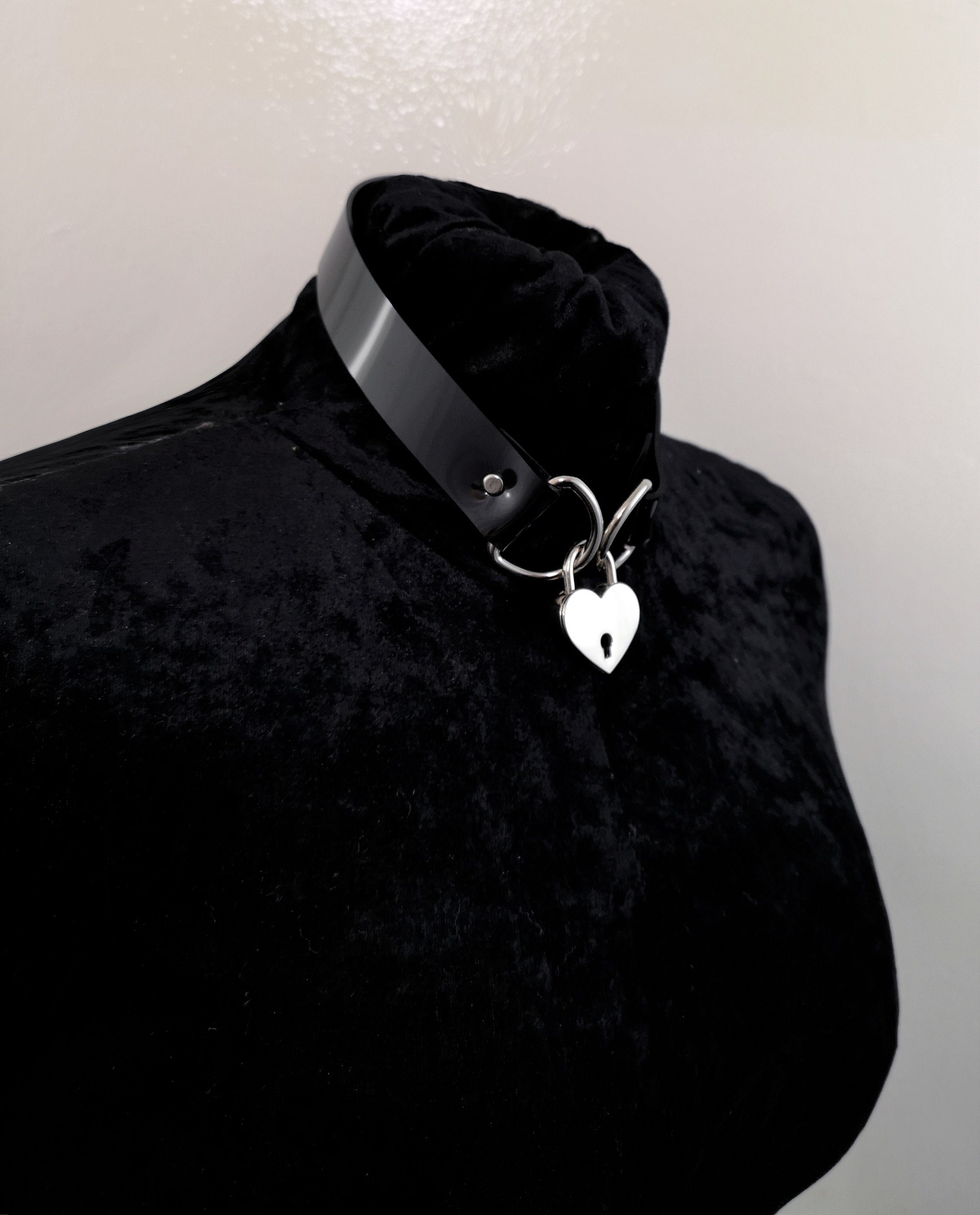 Stainless Steel Padlock PVC Choker Vinyl Choker With - Etsy Canada
