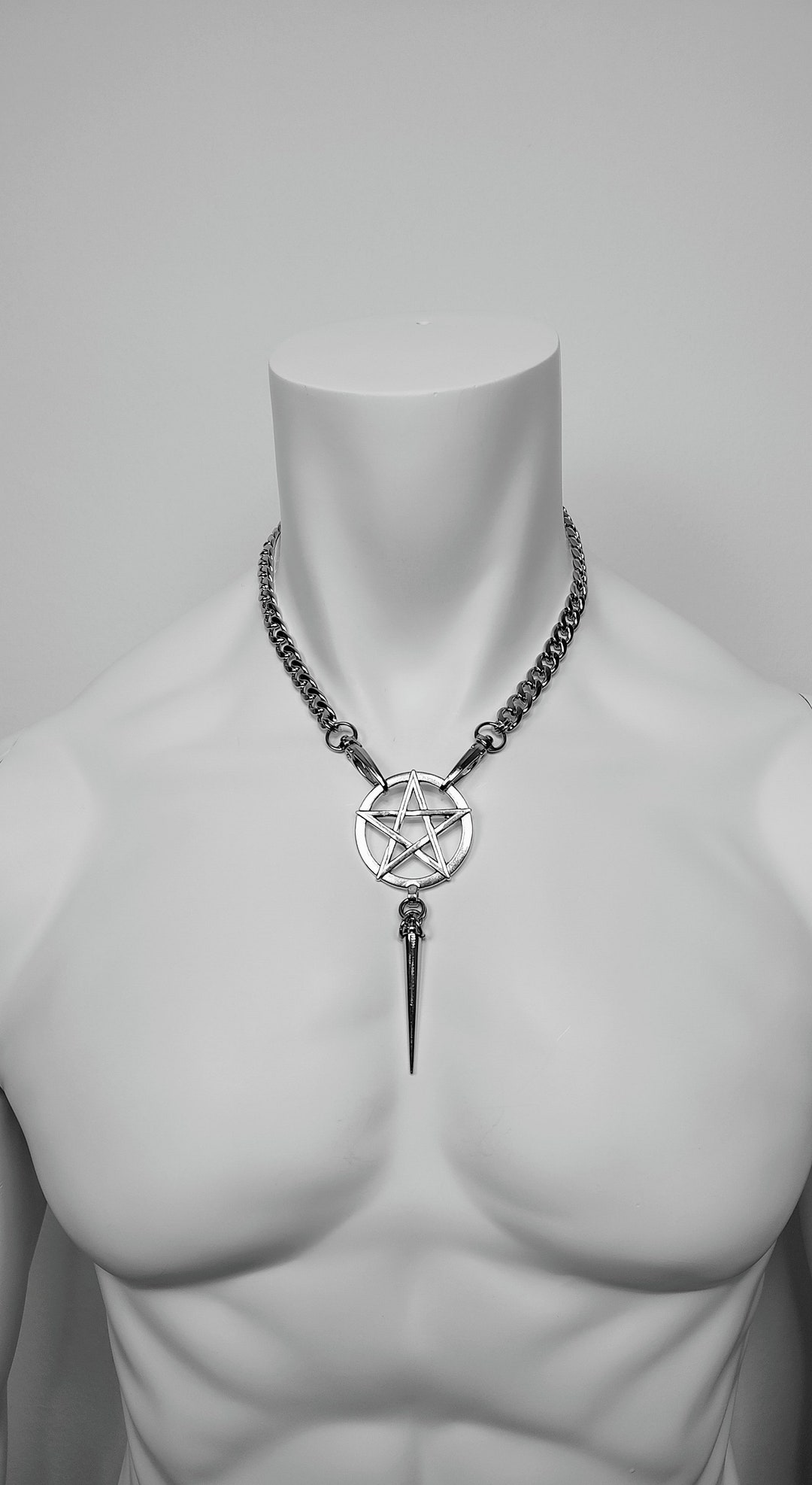 Handmade Stainless Steel Pentagram Chain Necklace With Spike Pendant - Etsy
