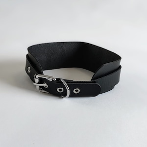 Faux Black Leather Heart Buckle Choker With Stainless Steel Chain ...