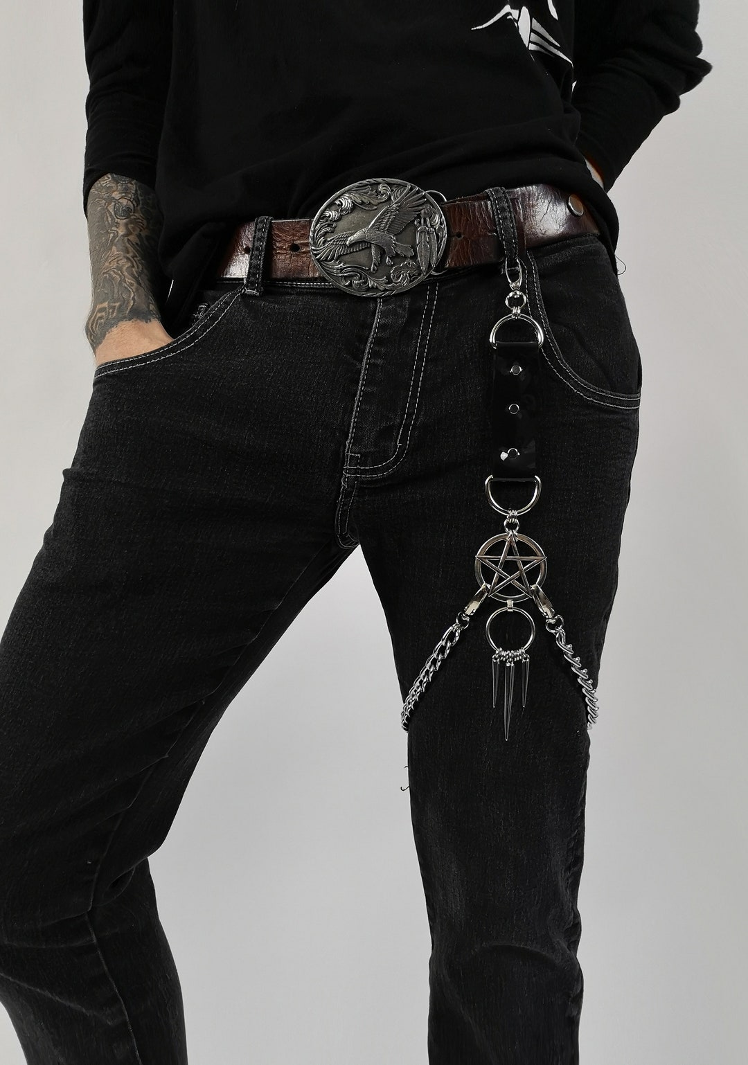 PVC Pentagram Leg Harness Chain Pentagram Leg Harness With Metal D-ring ...