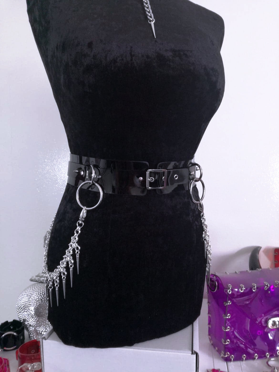 Waist Belt Harness PVC Vinyl Waist Belt Gloss Black Plastic | Etsy