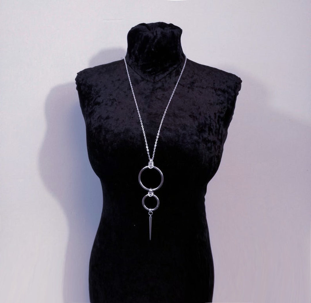 Silver Chain Necklace With O Ring Pendant. Silver Mens + Womens ...
