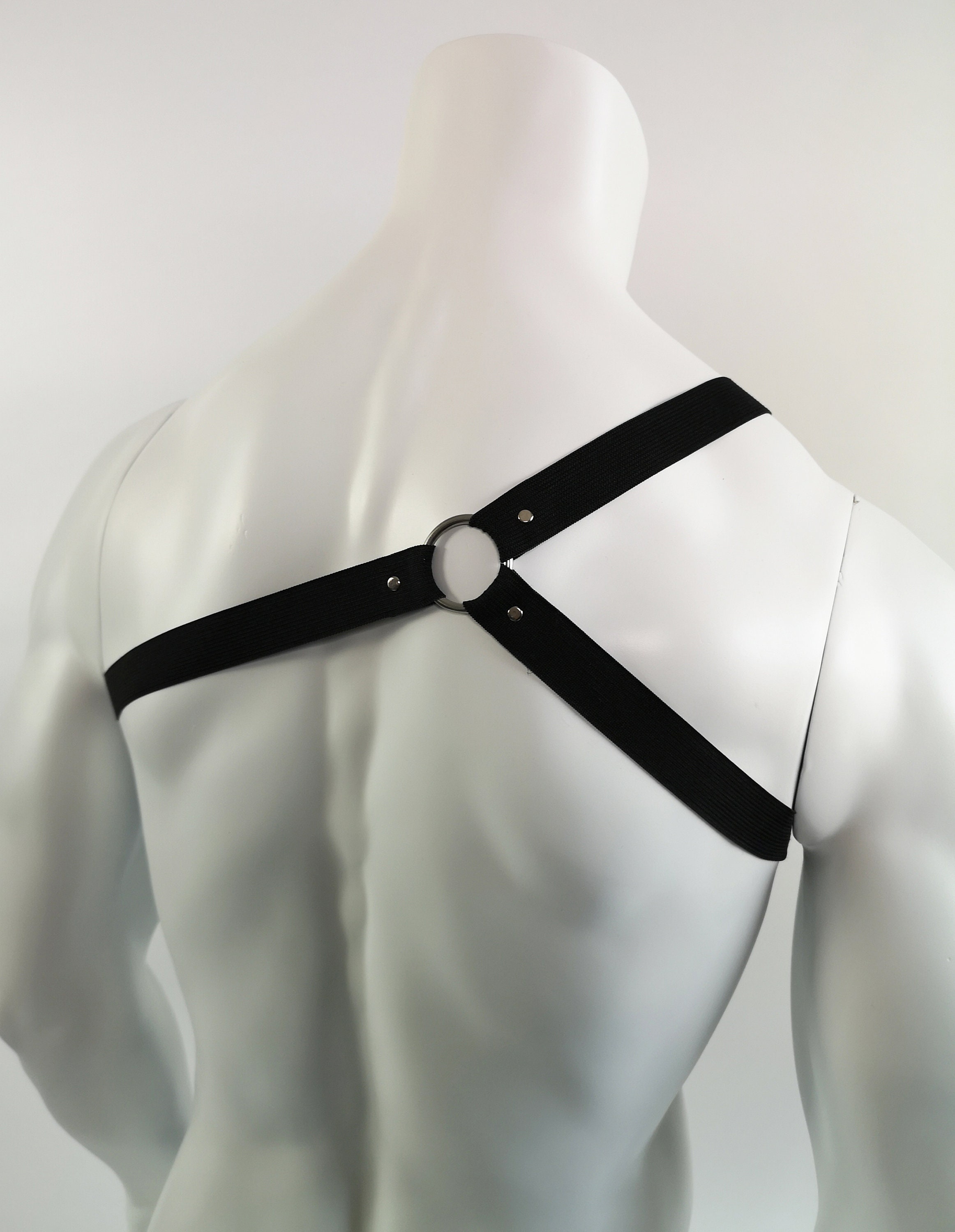 Black Elastic Pentagram Chest Harness With Spike Pendant - Etsy
