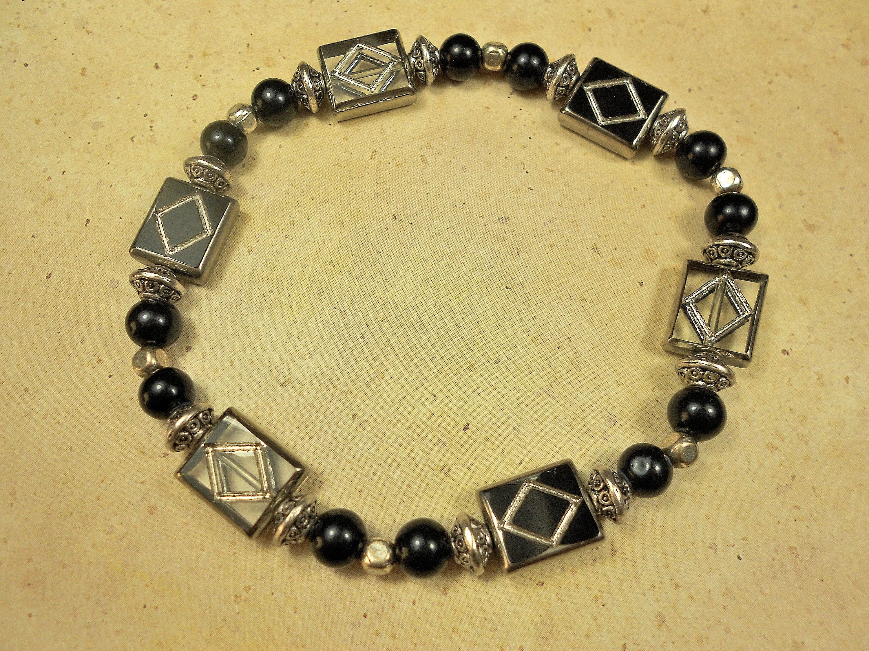 Art Deco Bracelet Geometric Jewelry Black and Silver | Etsy