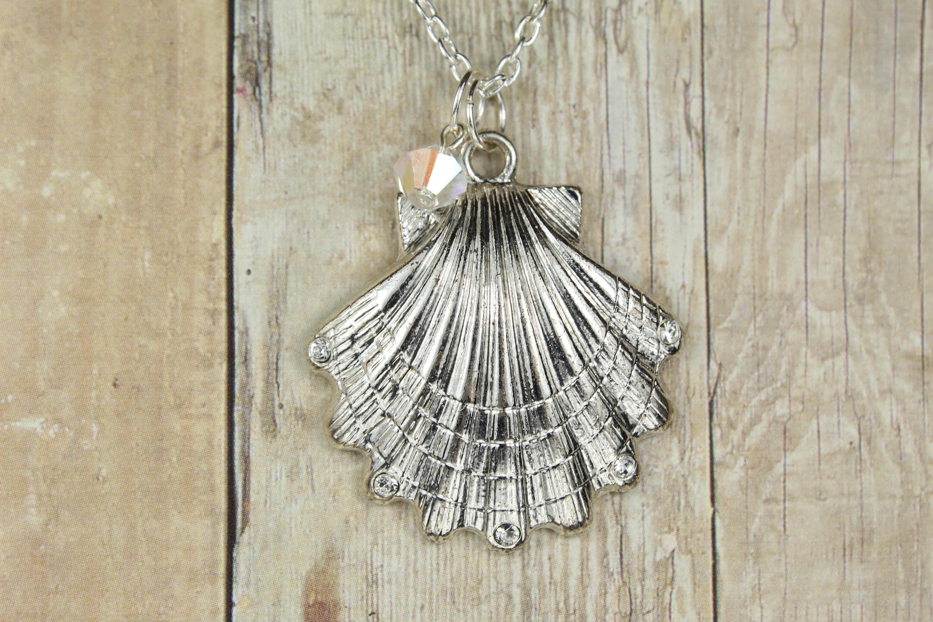 Scallop Shell Necklace, Silver Shell Pendant, Marine Biology Gift - Etsy