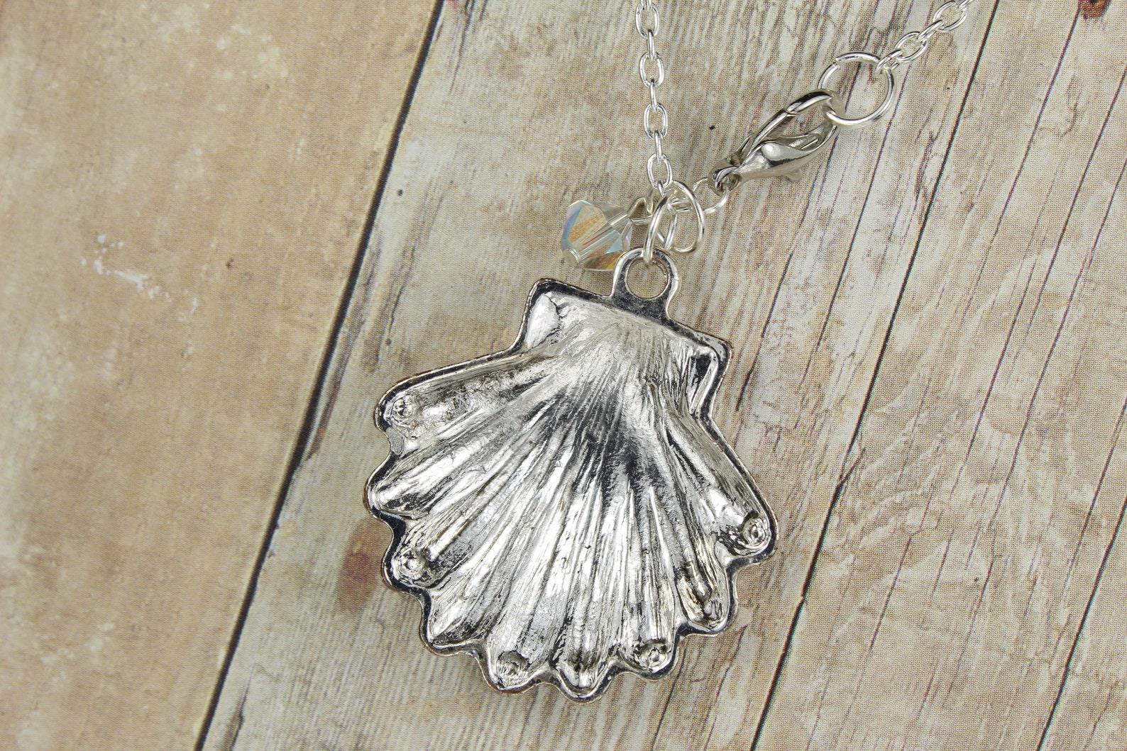 Scallop Shell Necklace, Silver Shell Pendant, Marine Biology Gift - Etsy