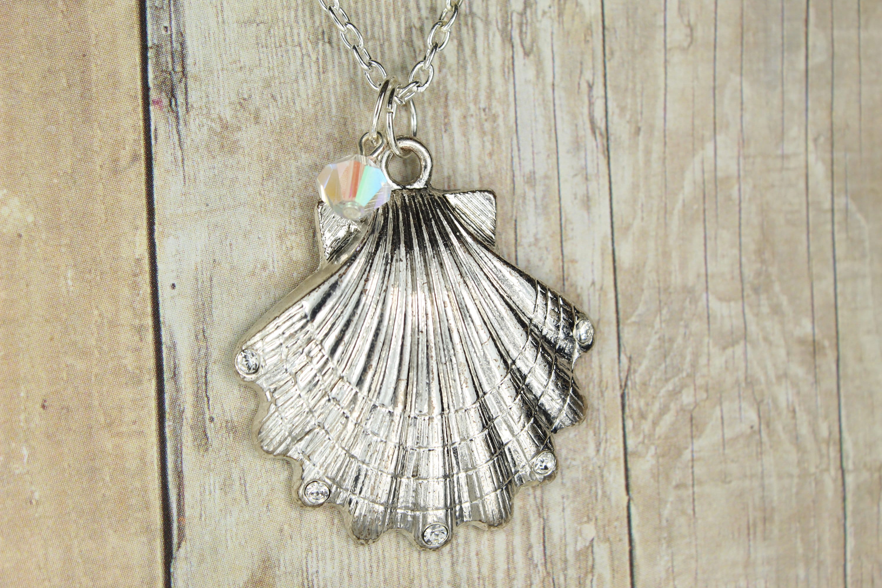 Scallop Shell Necklace, Silver Shell Pendant, Marine Biology Gift - Etsy
