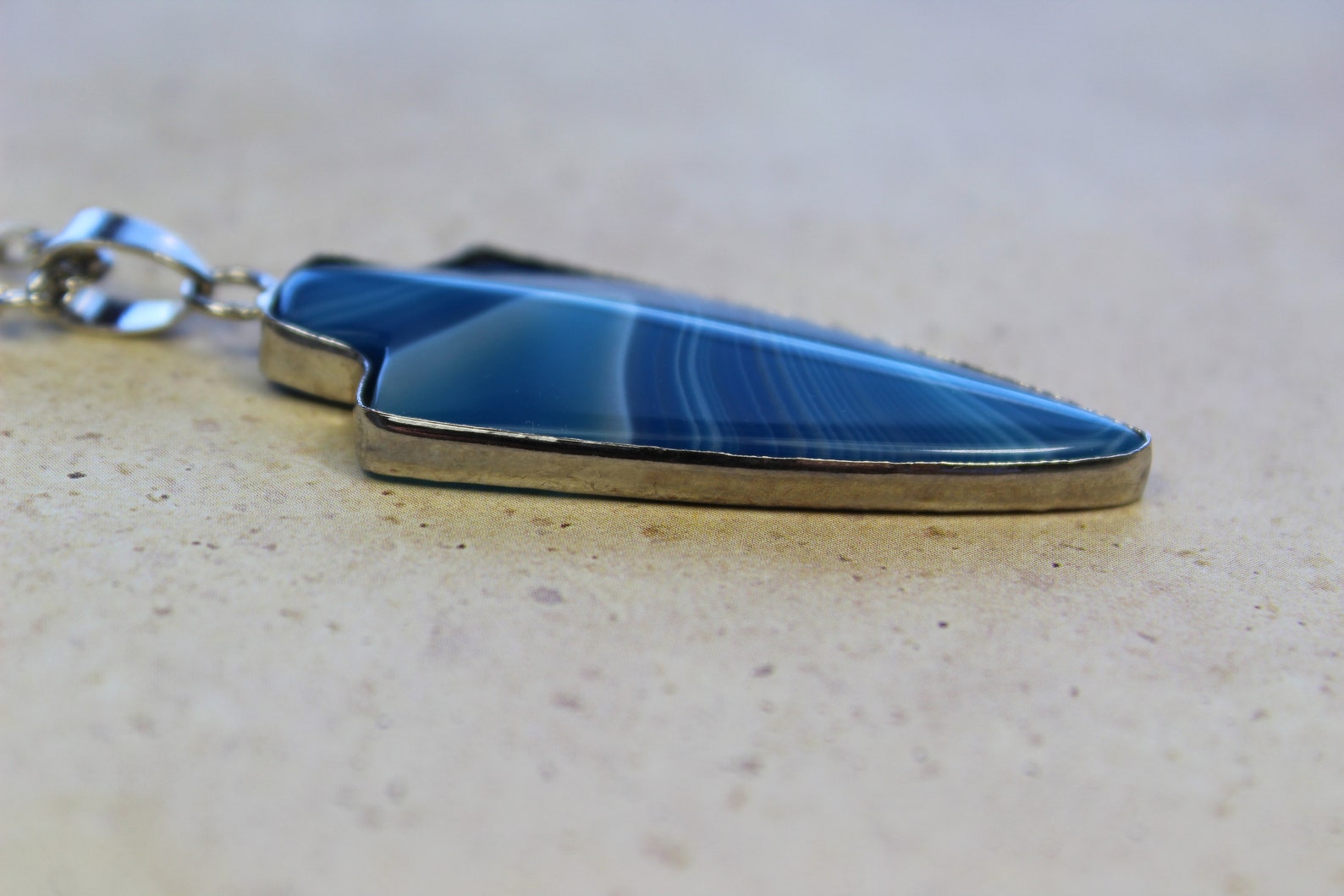 Blue Agate Arrowhead Necklace, Cobalt Blue Pendant, Archaeology Gift - Etsy