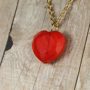 Red Heart Necklace, Valentine's Day Jewelry, Glass Heart Pendant - Etsy