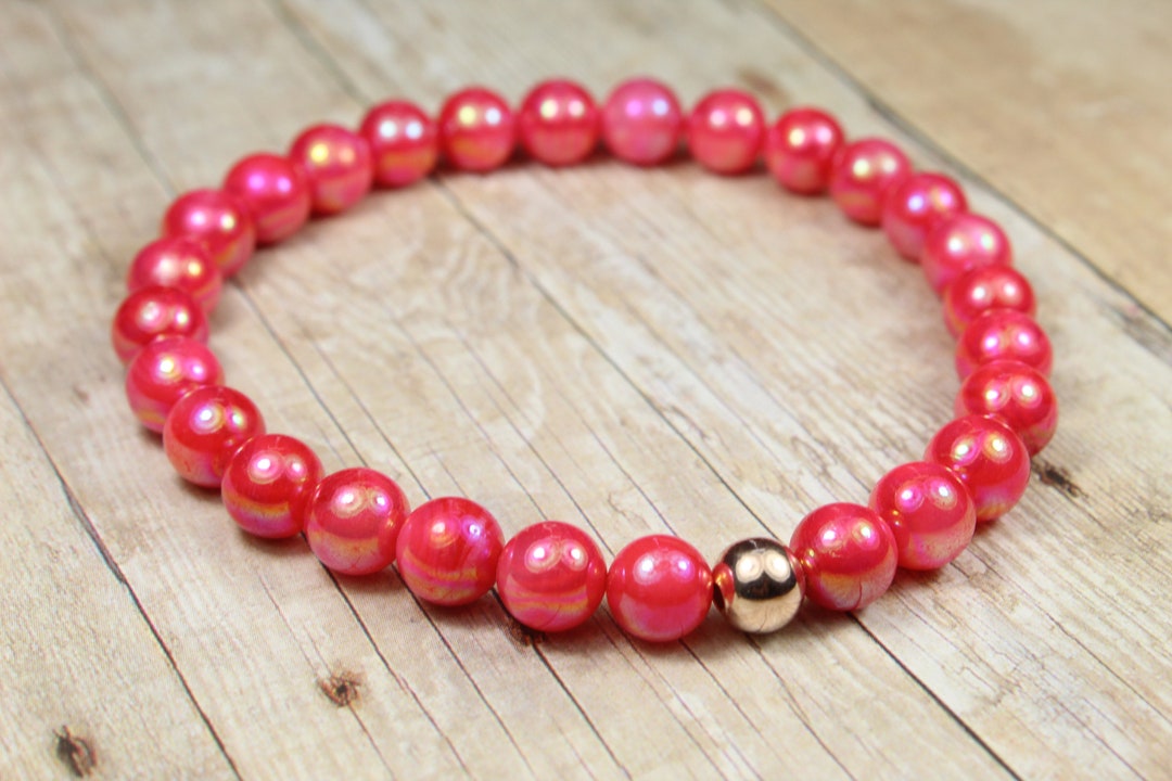 Pink Shell Bracelet, Beaded Beach Jewelry, Mermaid Inspired, 7 1/4 ...