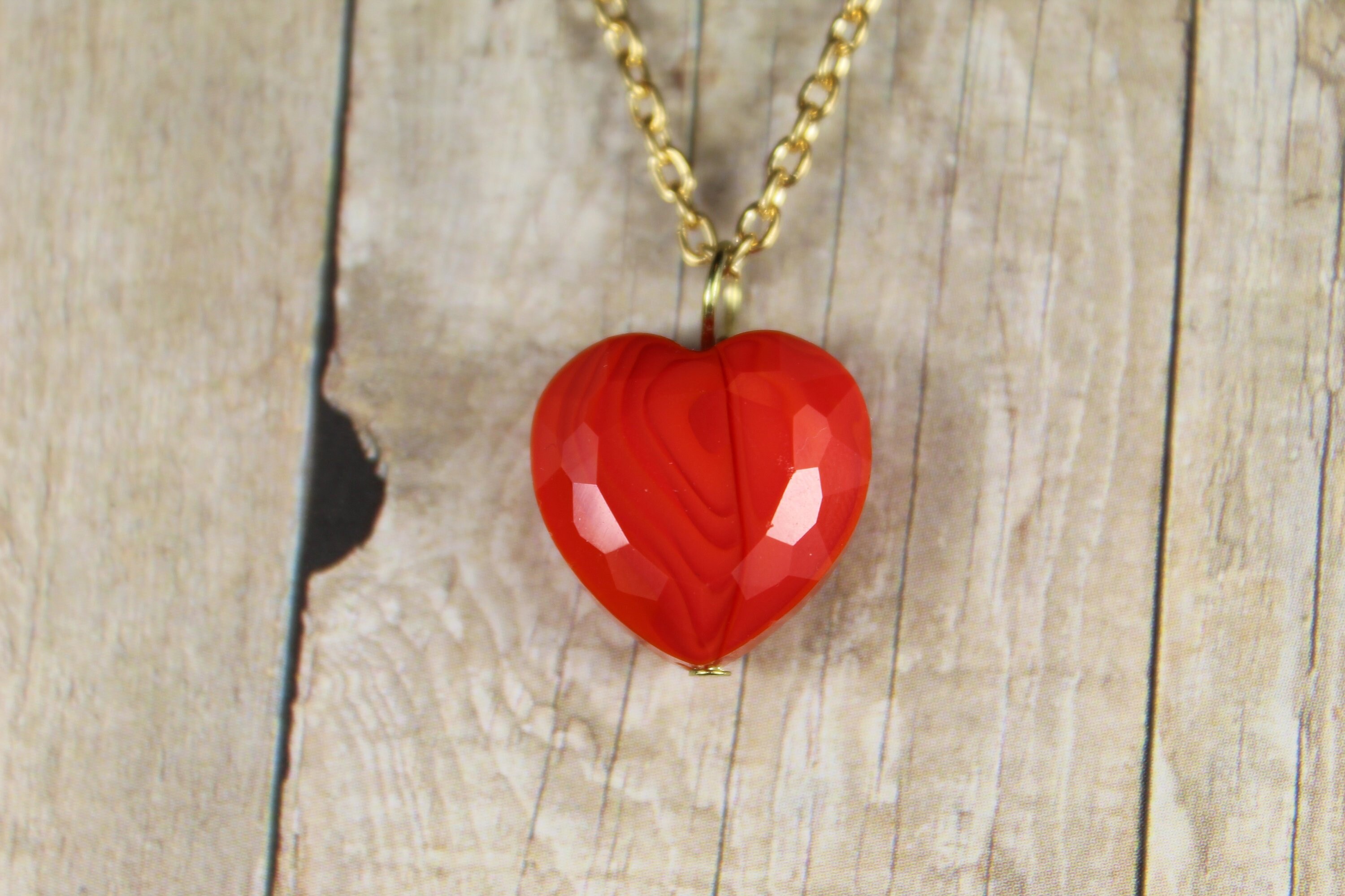 Red Heart Necklace, Valentine's Day Jewelry, Glass Heart Pendant - Etsy