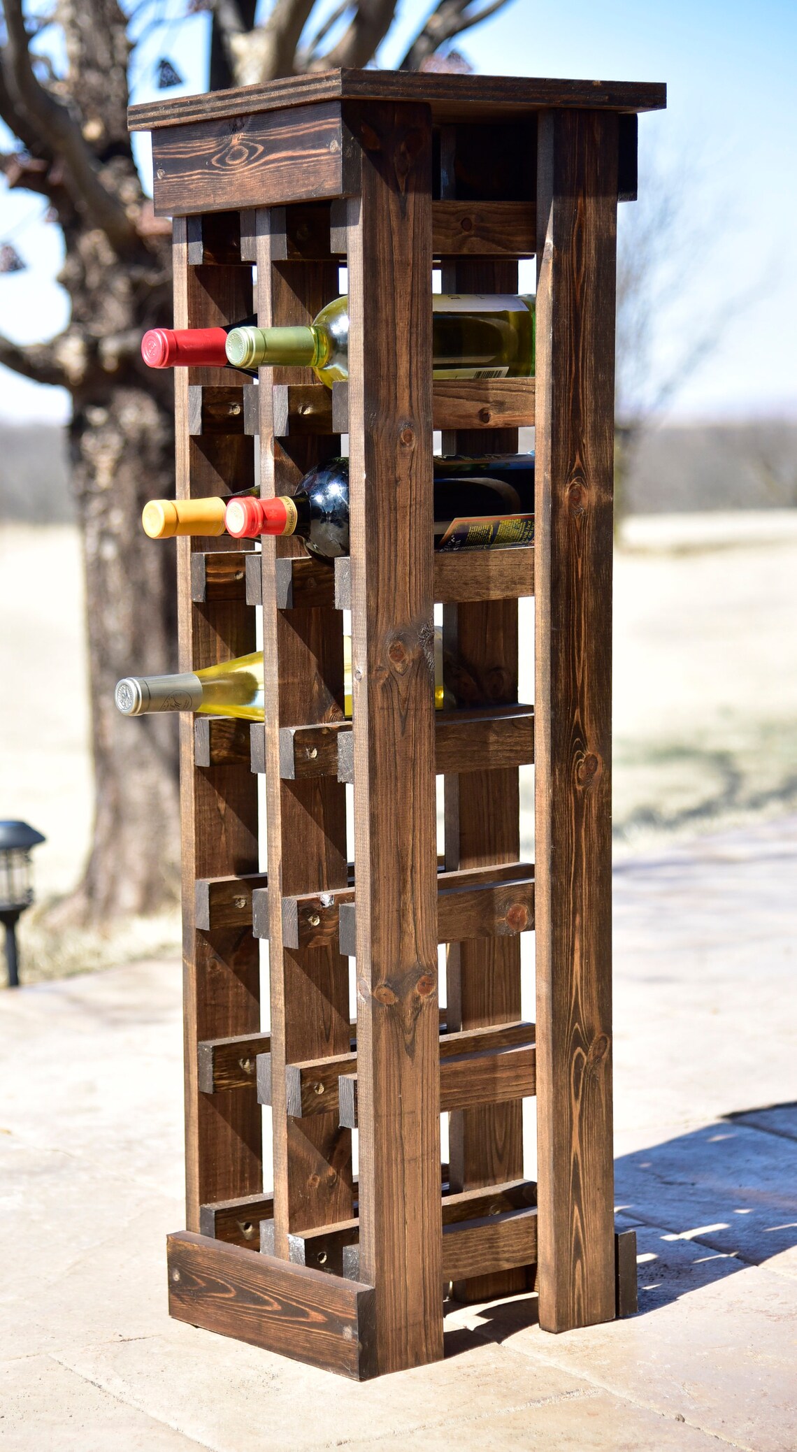 Standing Wood Wine Rack 12 Bottle OR 6 Bottle - Etsy