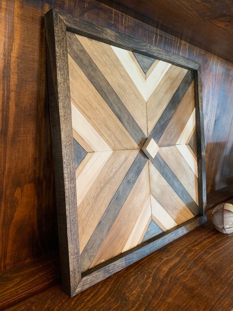 Rustic Wood Geometric Square Wall Art - Etsy