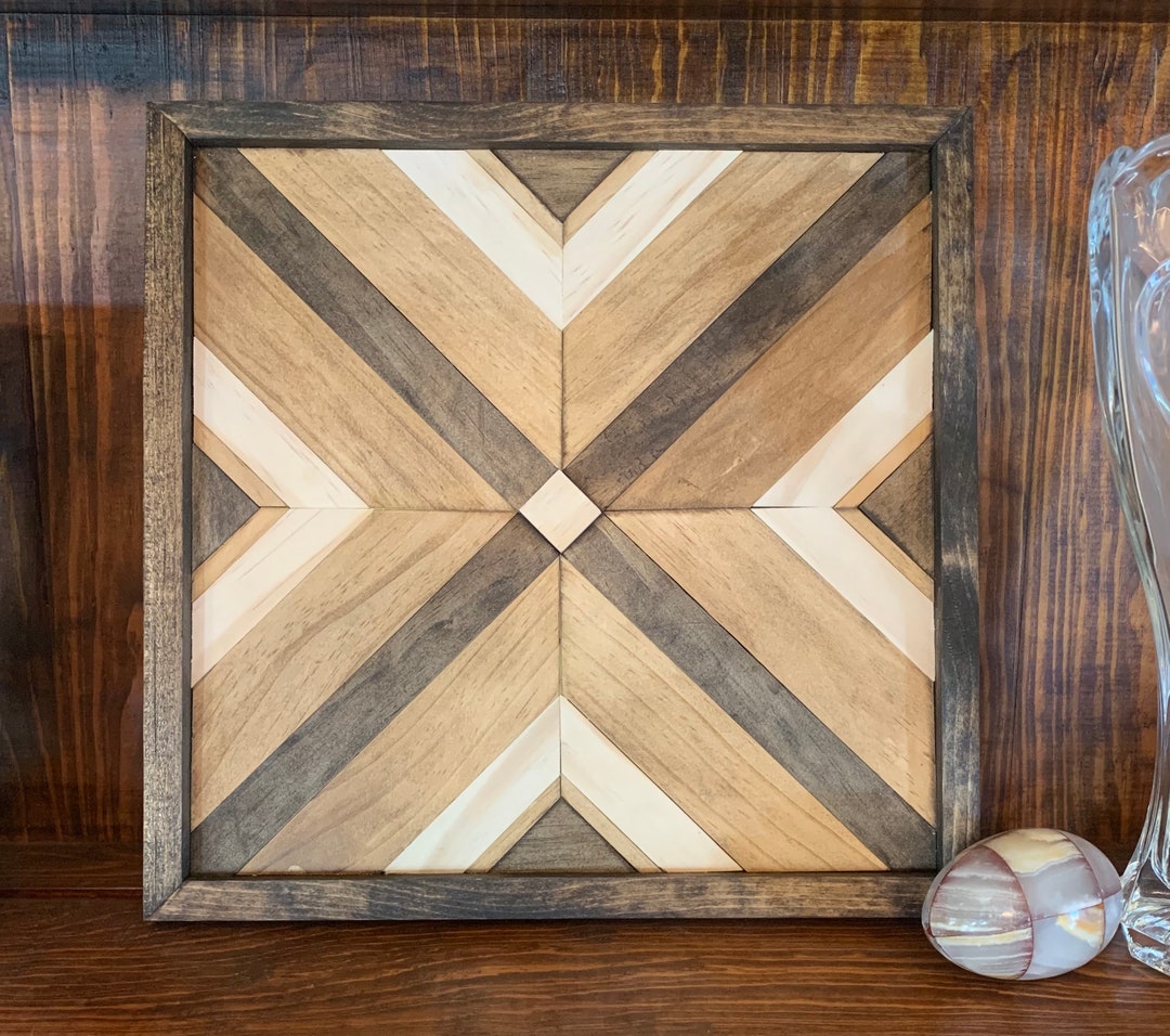 Rustic Wood Geometric Square Wall Art - Etsy
