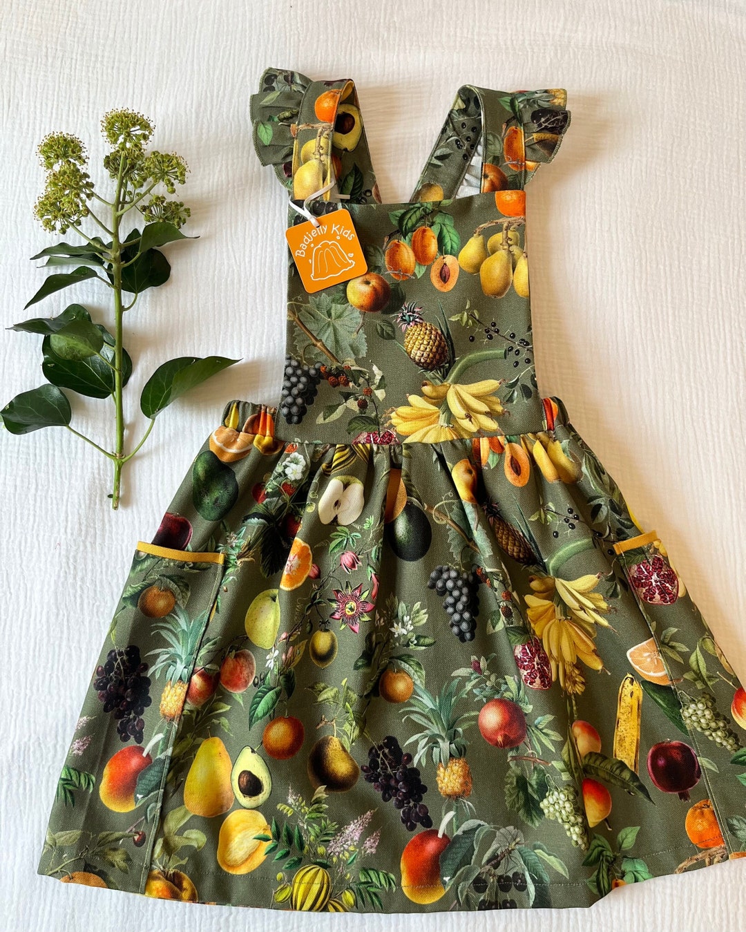Colorful Pinafore With Ruffle Straps, Girls Pinafore Dress, Autumn ...