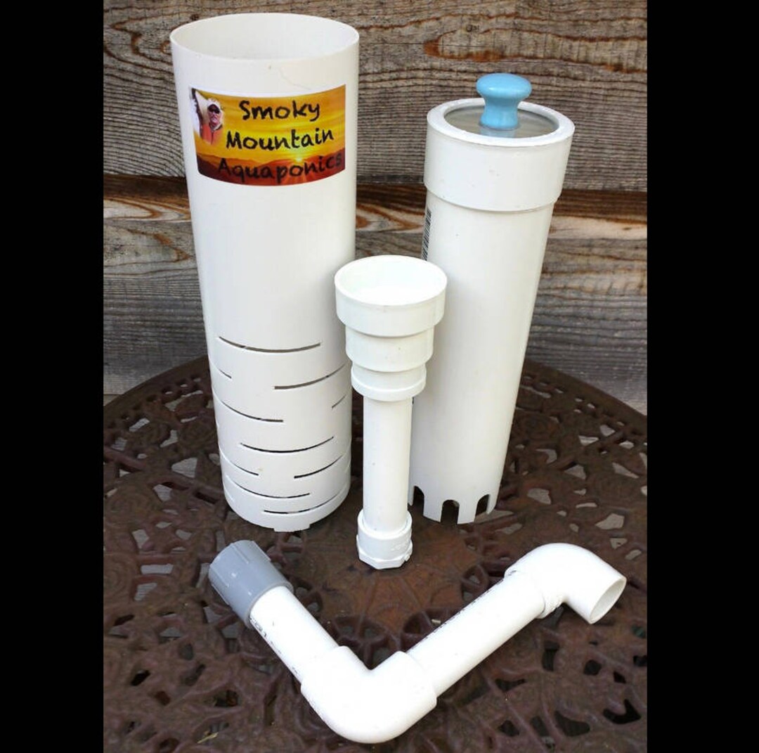 Six Aquaponics Fail Safe 12" Bell Siphon Kits, IBC Grow Bed W 1 Clear ...