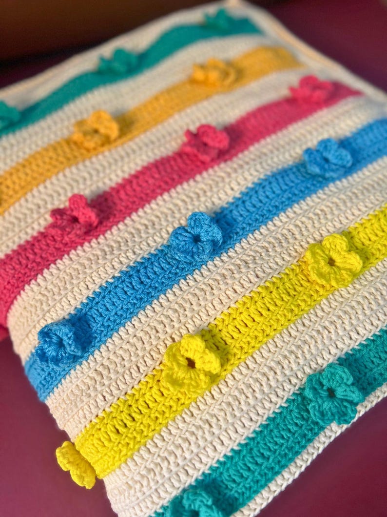 Baby Blanket Crochet Pattern With 3D Flowers – PDF, Easy to Follow, Nursery Blanket Pattern - Etsy