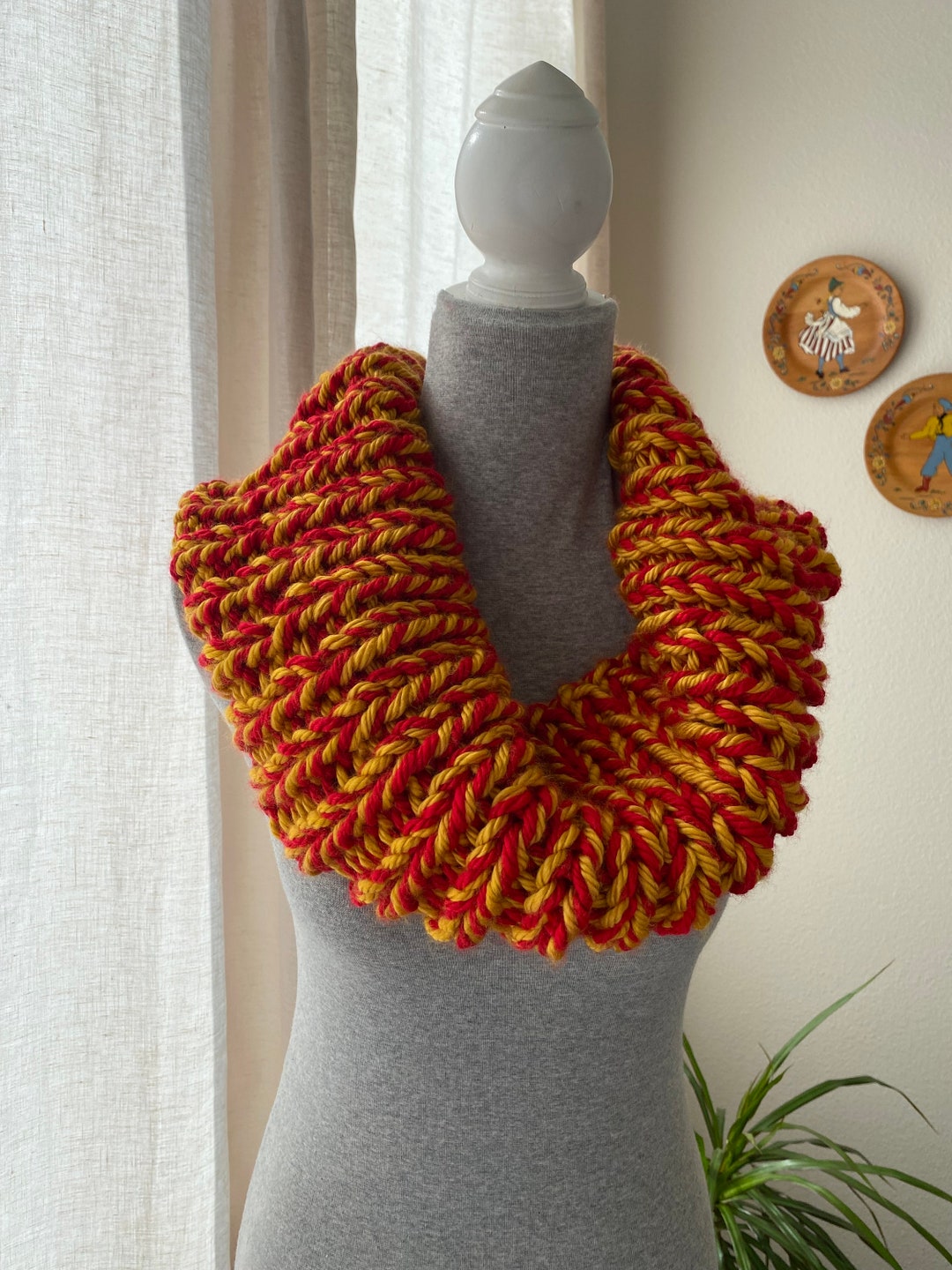 Red and Gold Infinity Scarf - Etsy