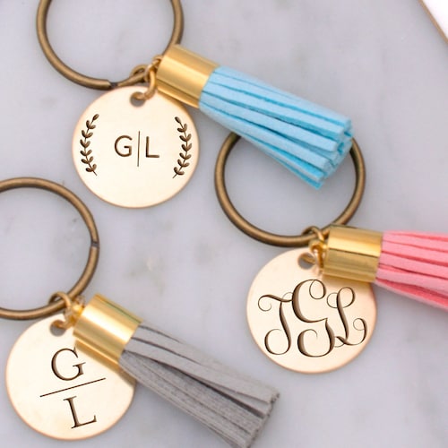Monogrammed Tassel Keychainpersonalized Monogram Key - Etsy