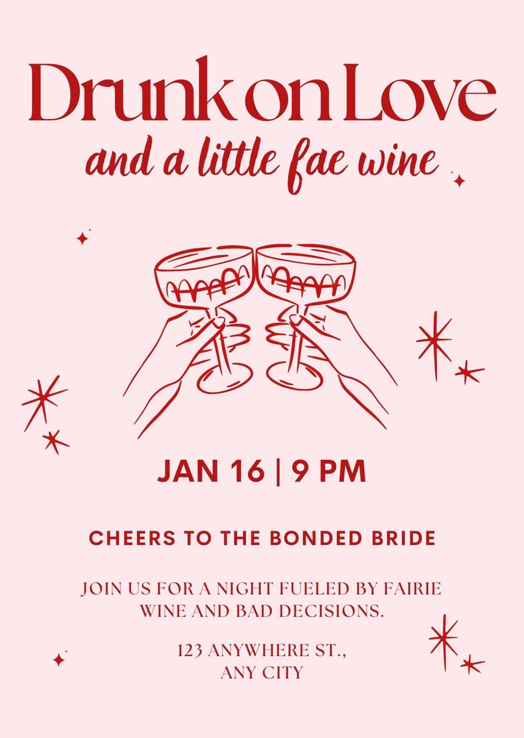 Fae Wine Themed Bachelorette Invitations - Customizable and Digital ...