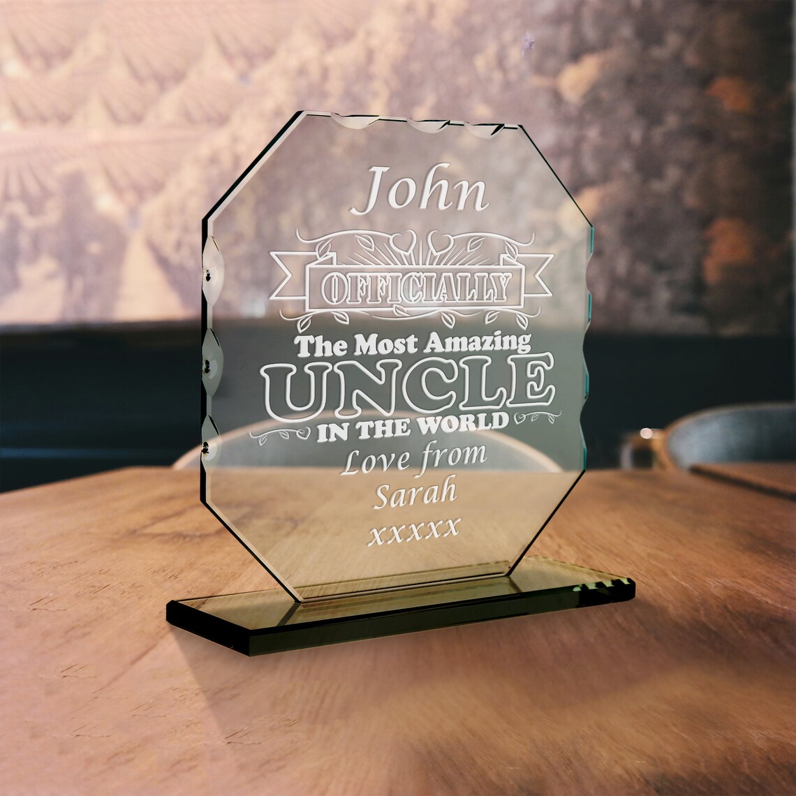 Engraved Amazing Uncle Cut Glass Plaque Uncles Personalised - Etsy UK