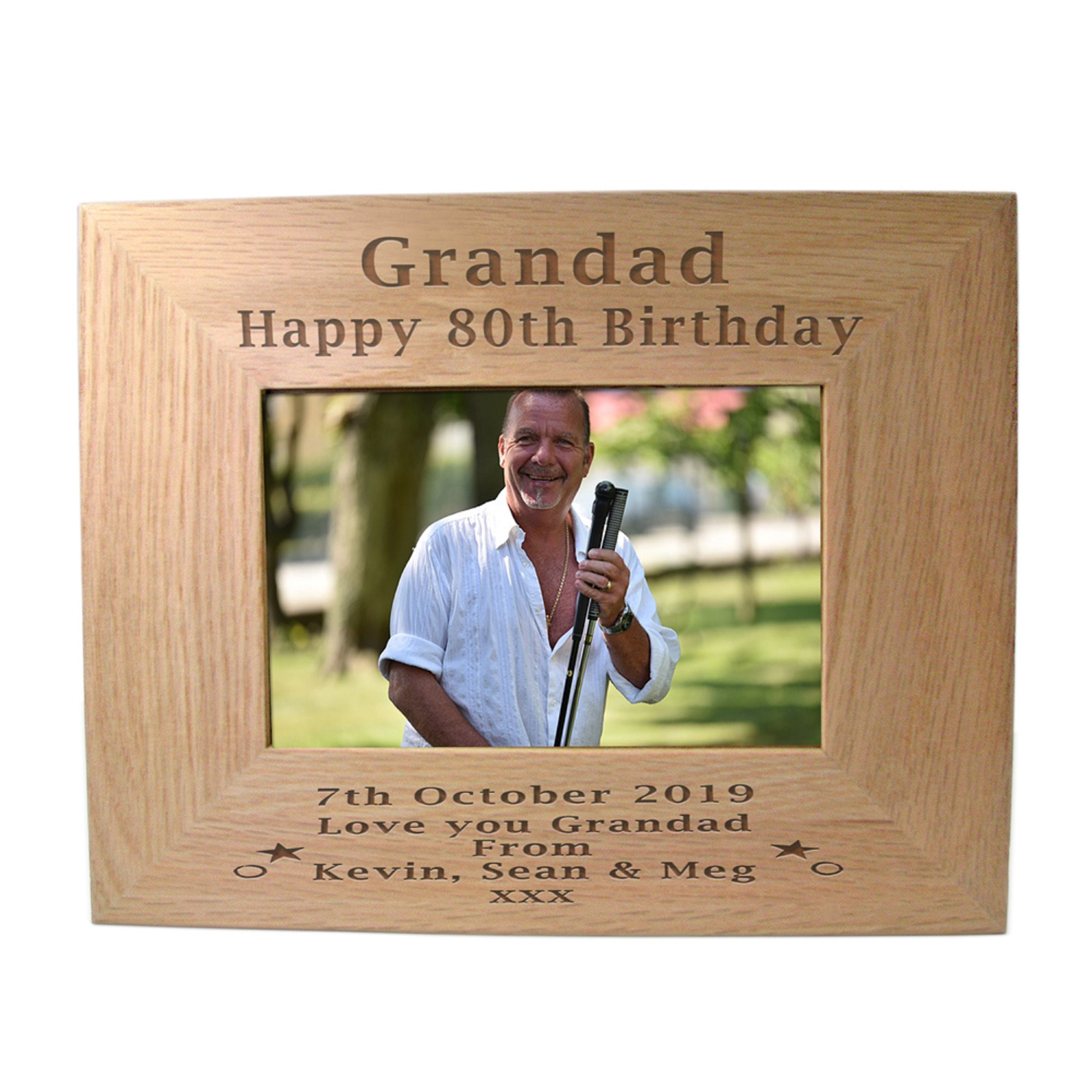 Engraved Mens 80th Birthday Oak Photo Frame Dad's Grandad's ...