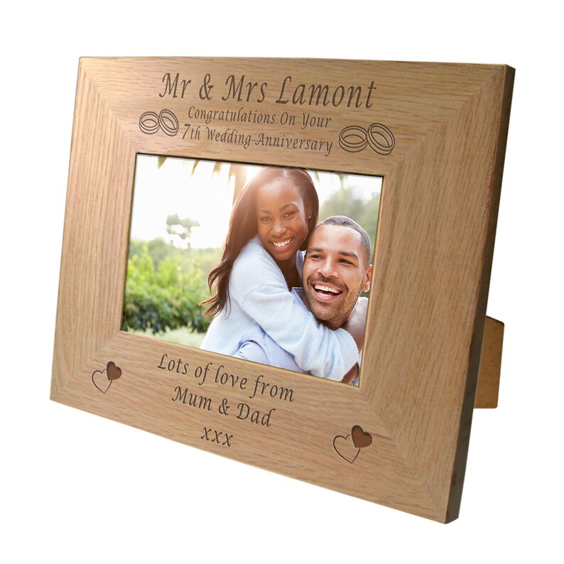 Engraved 7th Wedding Anniversary Oak Photo Frame Seventh - Etsy