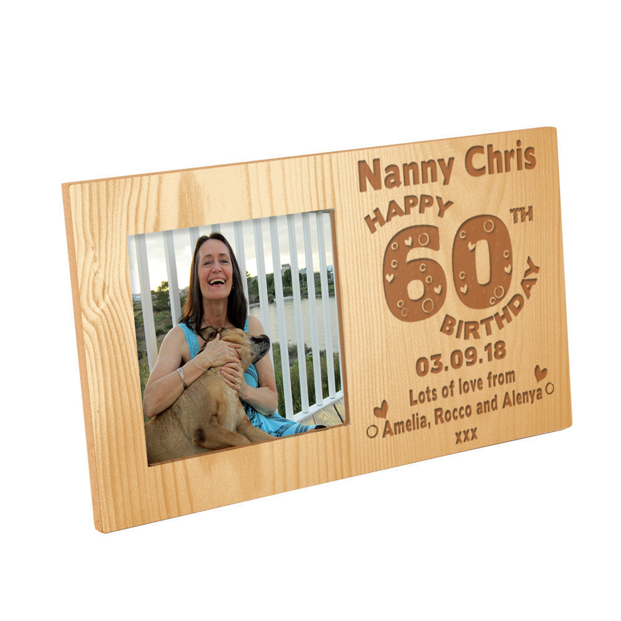 Personalised Happy 60th Birthday Wooden Photo Frame Engraved | Etsy