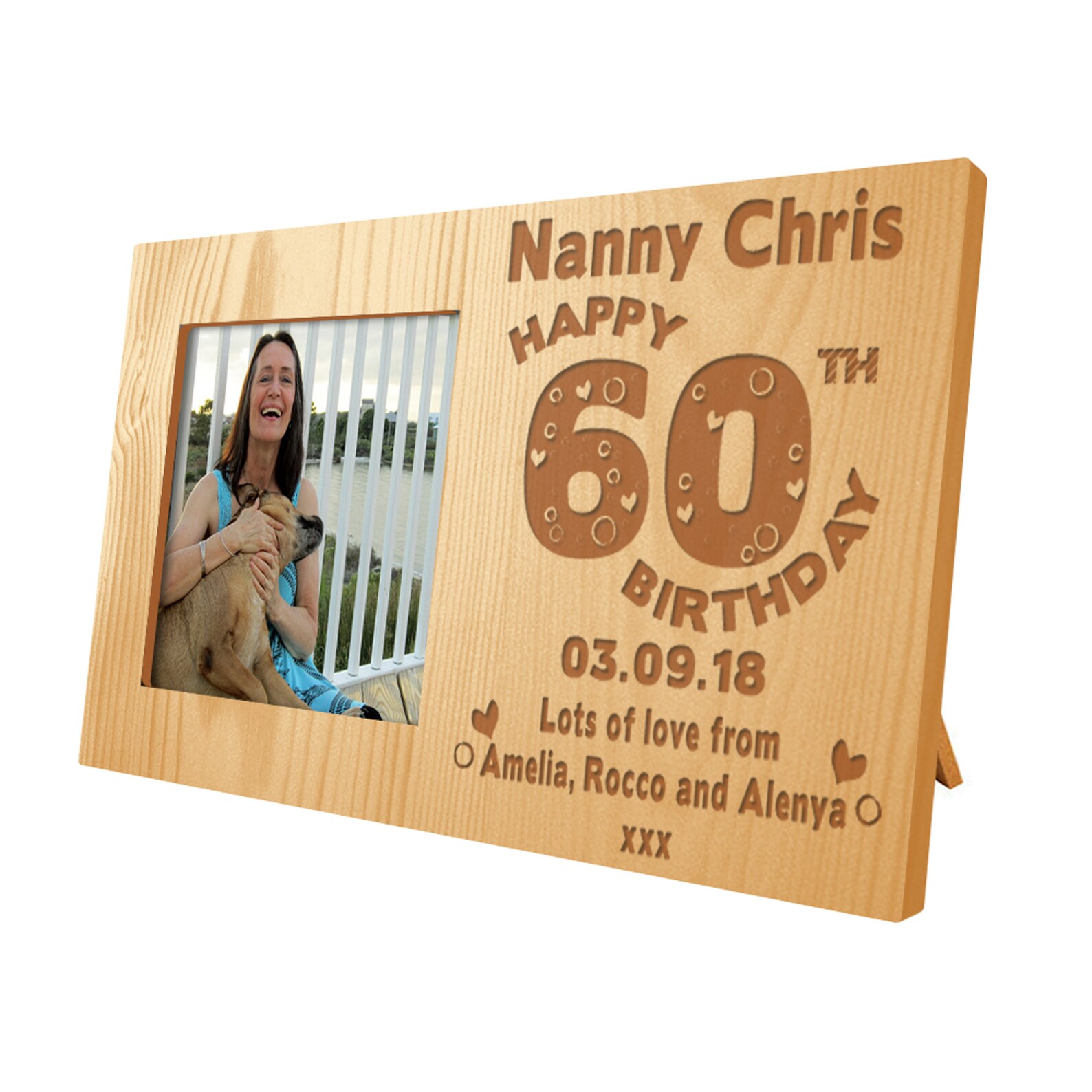 Personalised Happy 60th Birthday Wooden Photo Frame Engraved | Etsy