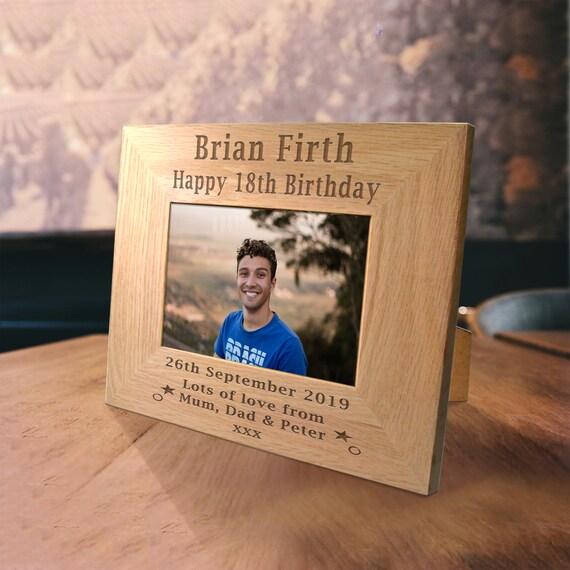 Engraved Mens 18th Birthday Oak Photo Frame Son's | Etsy
