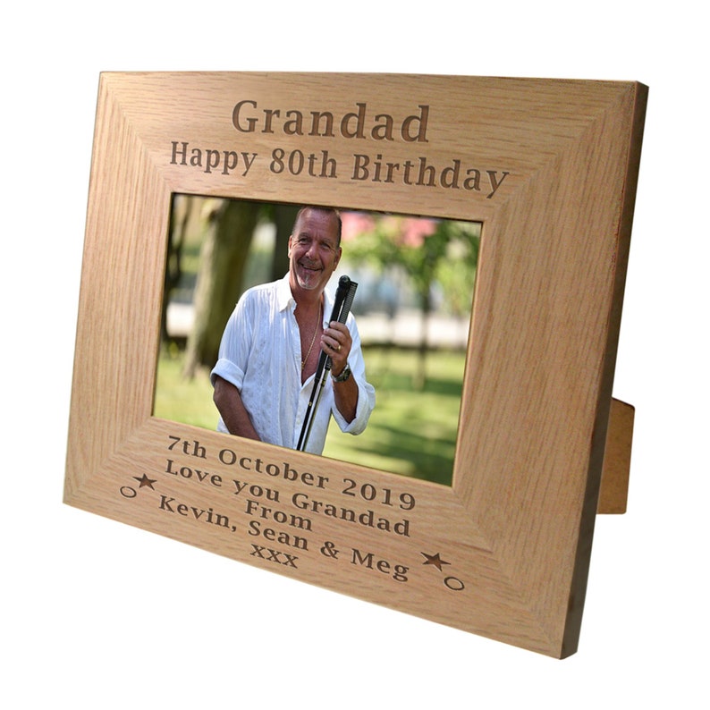 Engraved Mens 80th Birthday Oak Photo Frame Dad's - Etsy