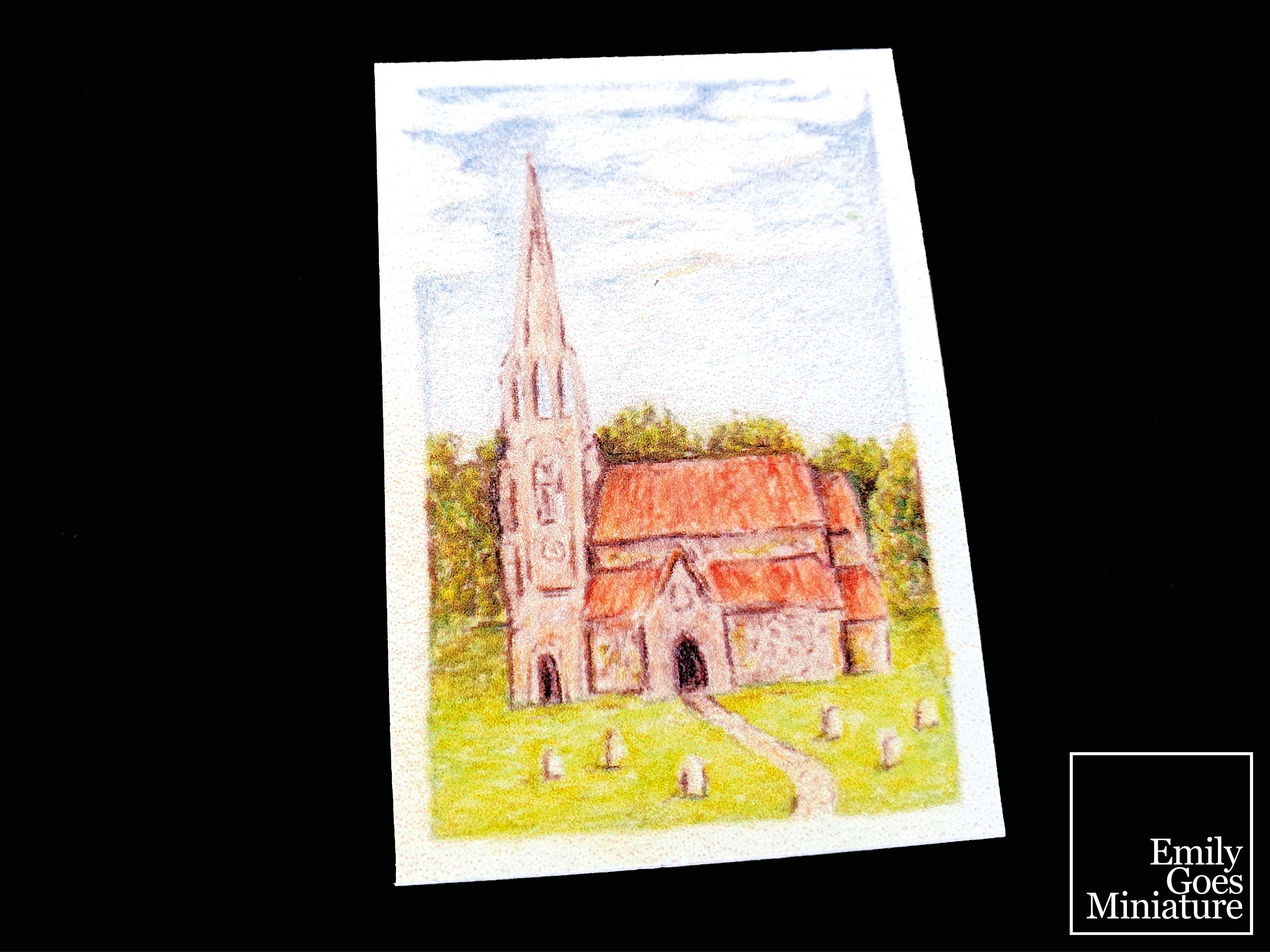 English Church Miniature Drawing - Etsy