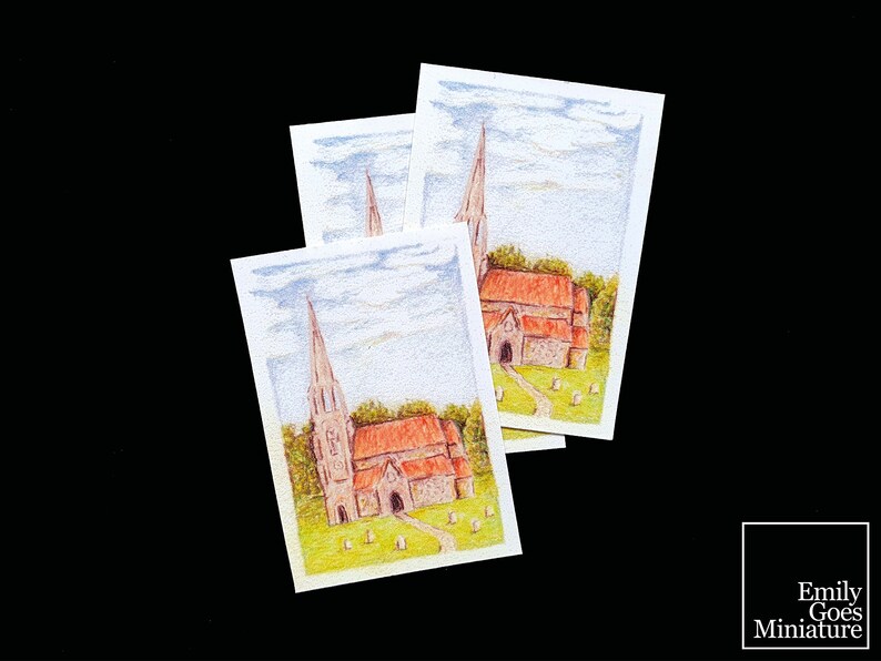 English Church Miniature Drawing - Etsy