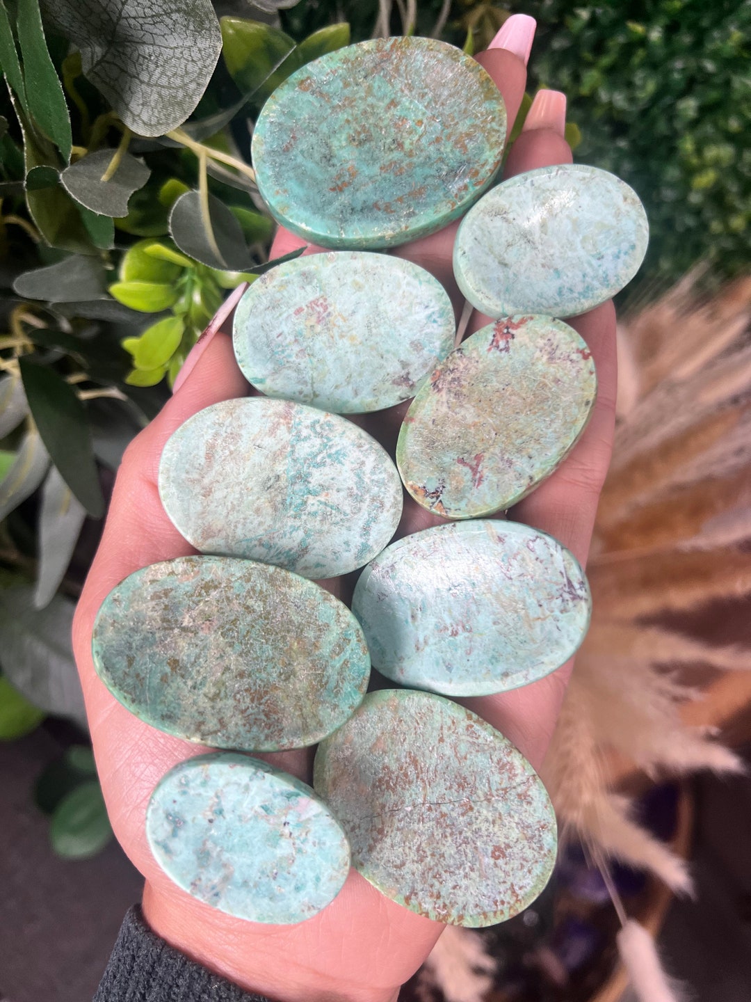 Natural African Turquoise Crystal Worry Stone *purpose. Calmness ...