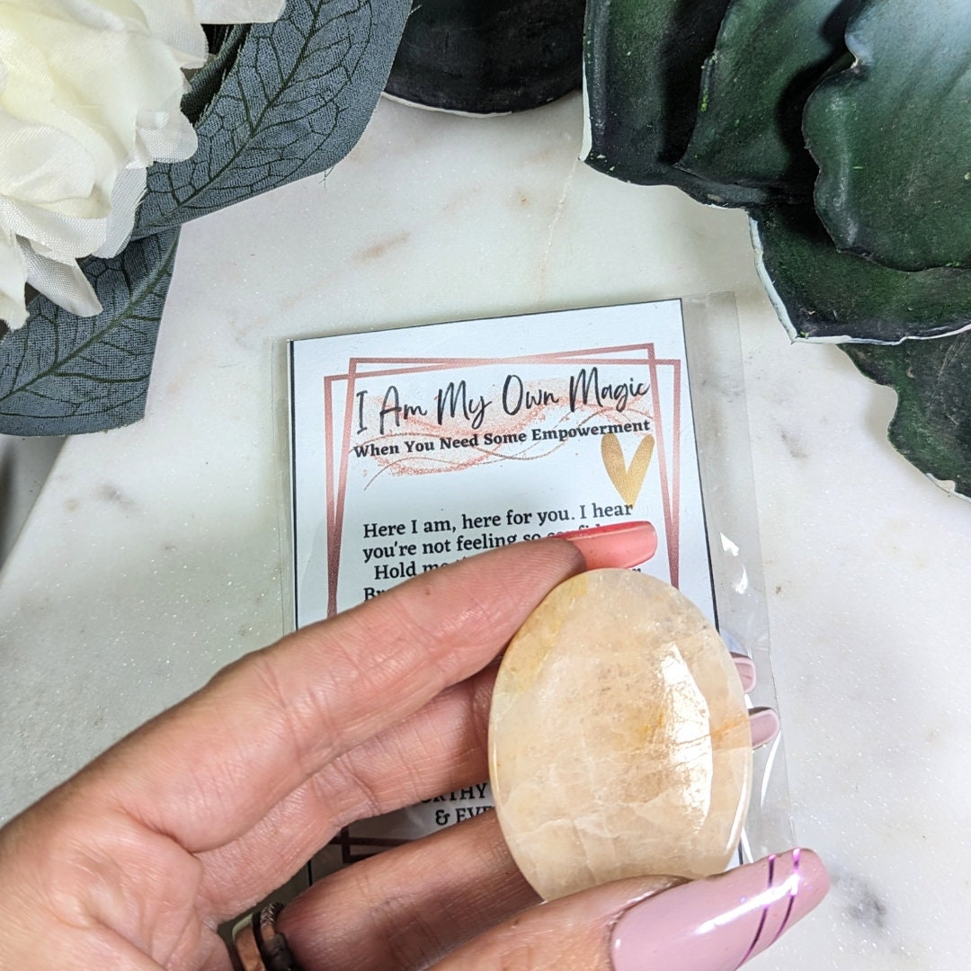 Morganite I AM My Own Magic Worry Rock | Pocket Hug | Anxiety Stone ...