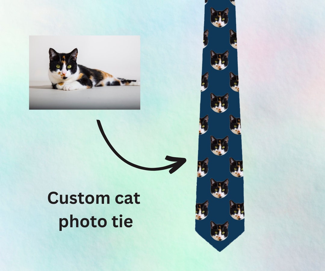 Custom Cat Photo Tie, Unique Feline Gift for Cat Lovers, Personalized ...