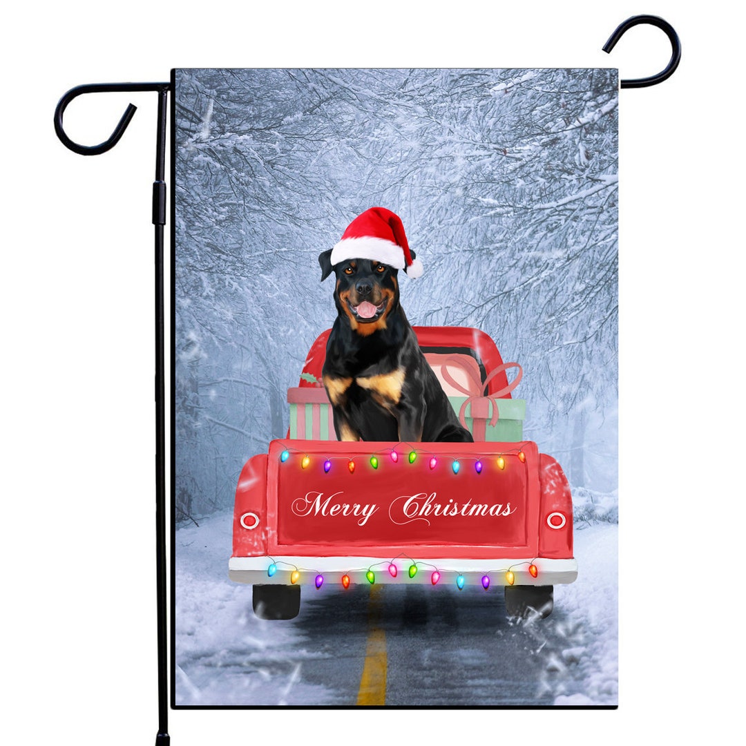 Rottweiler Christmas Garden Flag Rottweiler in Christmas - Etsy