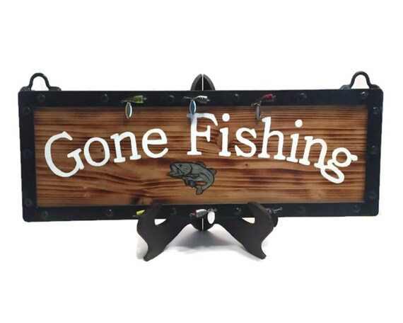 Signs Fisherman Fishing Gone Fishing Framed Signs Fishing | Etsy