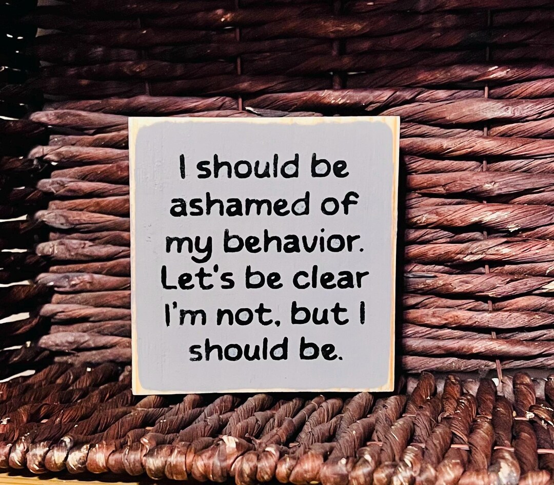 I Should Be Ashamed of My Behavior / Rustic Wood Sign/gift for Friends ...