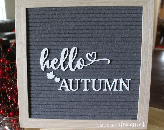 Hello Autumn With Leaves in Cursive and Serif Fonts for Letterboards ...