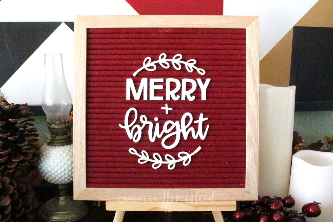 Christmas merry & Bright in Cursive and Bold Font, Letterboards and ...