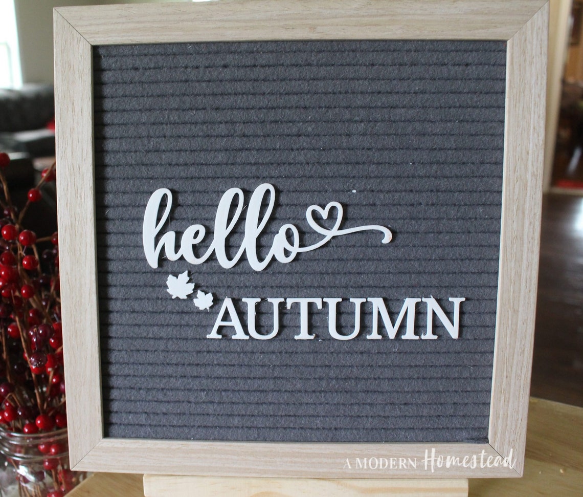 Hello Autumn With Leaves in Cursive and Serif Fonts for - Etsy