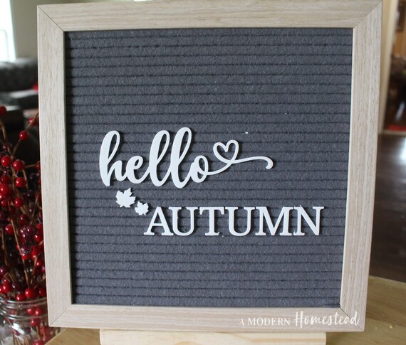 Hello Autumn With Leaves in Cursive and Serif Fonts for - Etsy