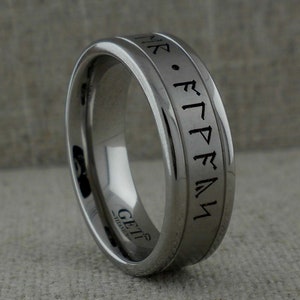 Custom Viking Rune Wedding Ring Band in Titanium Personalized Rune ...